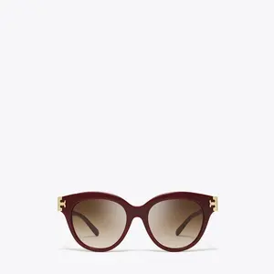 Tory Burch Tory Burch Eleanor Round Sunglasses Red Berry/brown Gradient