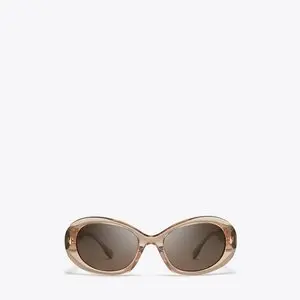 Tory Burch Tory Burch Miller Oval Sunglasses Transparent Light Brown/dark Brown