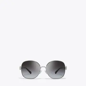 Tory Burch Miller Metal Round Sunglasses - Silver/grey Gradient