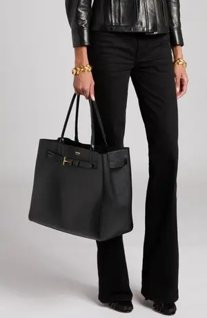 TOM FORD Large Audrey Grained Leather Tote - 1n001 Black