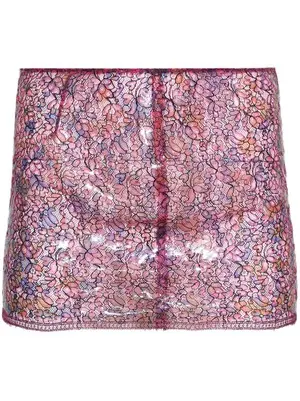 Christopher Esber Hand-painted Lace Mini Skirt