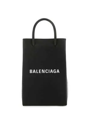 Balenciaga Logo-print Leather Phone Case - Black