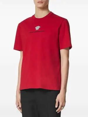 Versace Embroidered Cotton-jersey T-shirt - Red