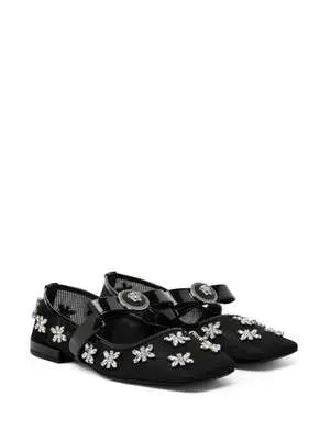 Versace Ribbon Crystal-embellished Ballerinas