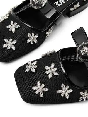 Versace Ribbon Crystal-embellished Ballerinas