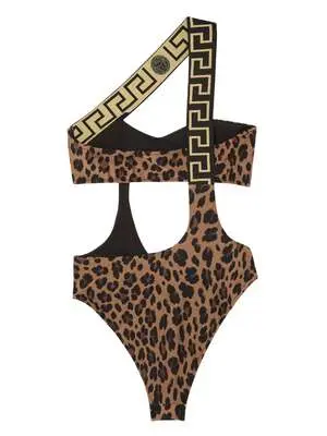 Versace Greca-trim Leopard Print Swimsuit
