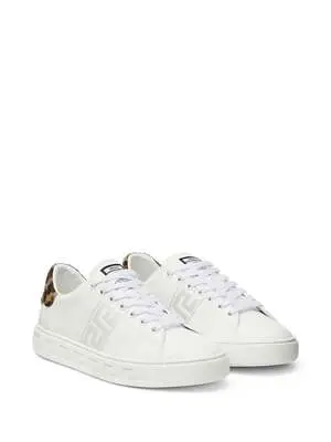 Versace Greca Leopard-embroidered Sneakers - White