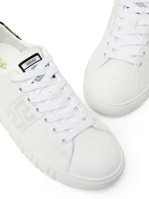 Versace Greca Leopard-embroidered Sneakers - White
