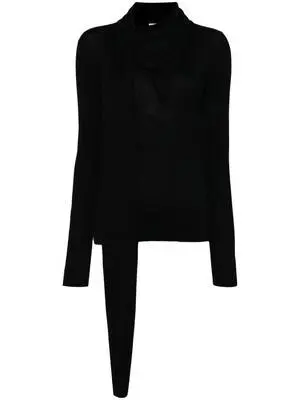 TOTÊME Draped-scarf Fine Knit Top - Black