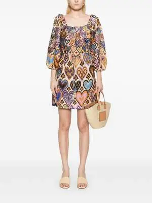 Farm Rio Heart Print Linen Dress