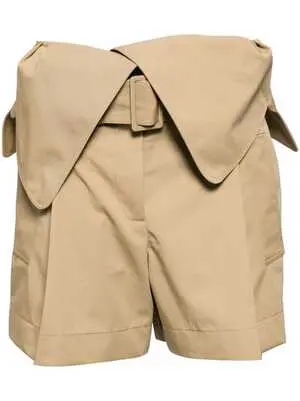 JW Anderson Fold Over Trench Shorts - Brown