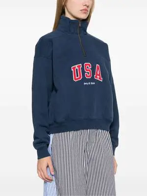 Sporty & Rich Embroidered Half-zip Sweatshirt