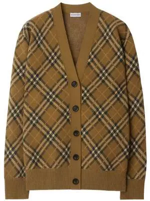 Burberry Burberry Check Wool-Mohair Cardigan Brown