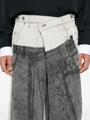 FENG CHEN WANG Graphic-print Jeans - Black