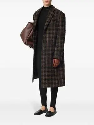 Versace Tweed Single-breasted Coat - Brown