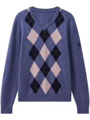 Pringle Of Scotland Argyle V-neck Sweater - Blue