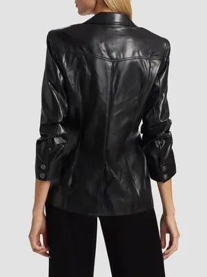 Cinq À Sept Louisa Faux Leather Scrunched Jacket