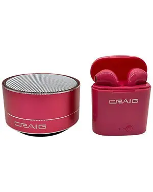 CRAIG Craig 2-In-1 Wireless Combo Pack With True Wireless Earbuds & Bluetooth Speaker - Pink