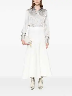 Ermanno Scervino Floral-embroidered Silk Shirt