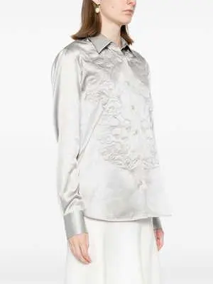 Ermanno Scervino Floral-embroidered Silk Shirt