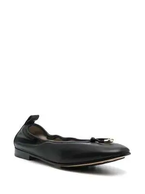 Giorgio Armani Debossed Logo Leather Ballerinas