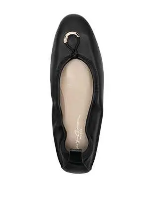 Giorgio Armani Debossed Logo Leather Ballerinas