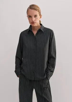 ME+EM Pinstripe Forever Tailoring Shirt - Charcoal Pinstripe