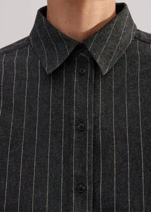 ME+EM Pinstripe Forever Tailoring Shirt - Charcoal Pinstripe