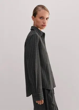 ME+EM Pinstripe Forever Tailoring Shirt - Charcoal Pinstripe