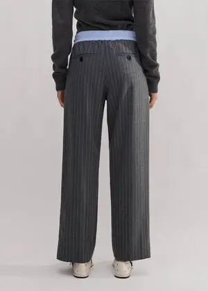 ME+EM Pinstripe Tapered Track Pant - Grey/chambray