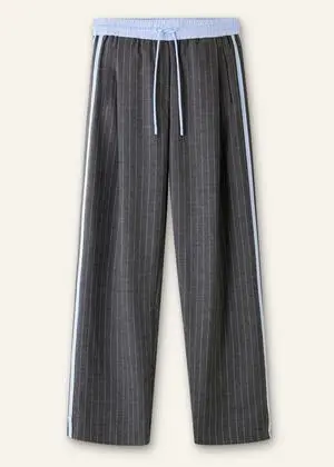 ME+EM Pinstripe Tapered Track Pant - Grey/chambray