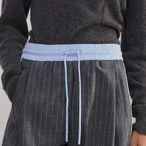 ME+EM Pinstripe Tapered Track Pant - Grey/chambray