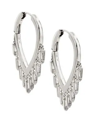 Adriana Orsini Sunny Cubic Zirconia Shaky Hoop Earrings - Rhodium