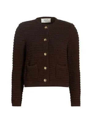 Ba&sh Gaspard Cotton-blend Knit Cardigan Chocolate
