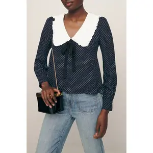 REFORMATION Edalene Ruffle Collar Top