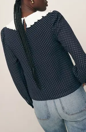 REFORMATION Edalene Ruffle Collar Top