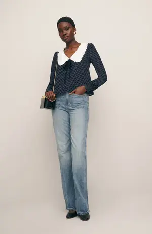 REFORMATION Edalene Ruffle Collar Top