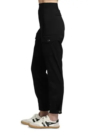 APNY High-waist Ponte Cargo Trousers - Black