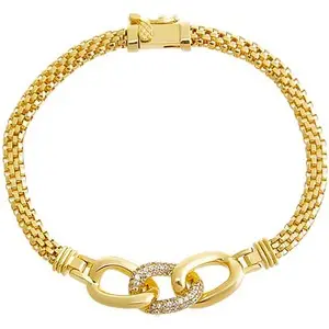 BY ADINA EDEN Cz Pave Accented Link Chain Bracelet