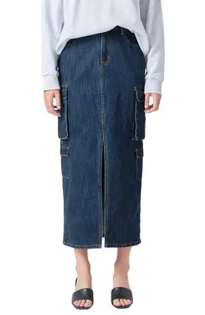 GREY LAB Denim Cargo Maxi Skirt