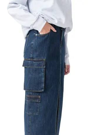 GREY LAB Denim Cargo Maxi Skirt