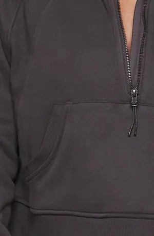 REBODY Fleece Crop Half Zip Sweatshirt - Phantom Grey