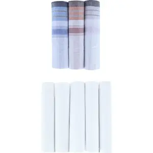 Trafalgar Premium 5 Pack And Checked 3 Pack Cotton Handkerchiefs Set - Multi Color