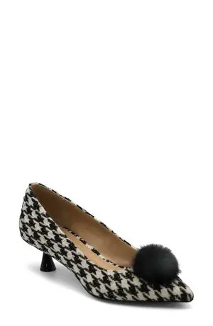 Charles By Charles David Amon Pointed Toe Kitten Heel Pump - Black White