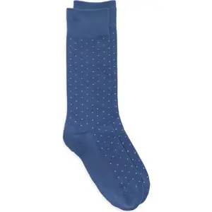 Nordstrom Cushion Foot Crew Socks Blue Bijou Dot