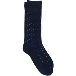 Nordstrom Cushion Foot Crew Socks Navy- Blue Dot