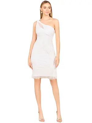 LARA NEW YORK One-shoulder Fringe Dress - Ivory
