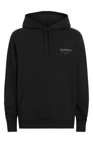 ALLSAINTS Underground Logo Graphic Hoodie - Jet Black/dark Leopard