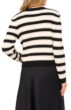 CECE DUPRAZ Stripe Cardigan - Rich Black