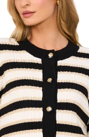 CECE DUPRAZ Stripe Cardigan - Rich Black